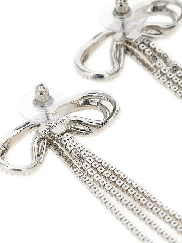 SELF-PORTRAIT Double Crystal Bow Drop Earrings