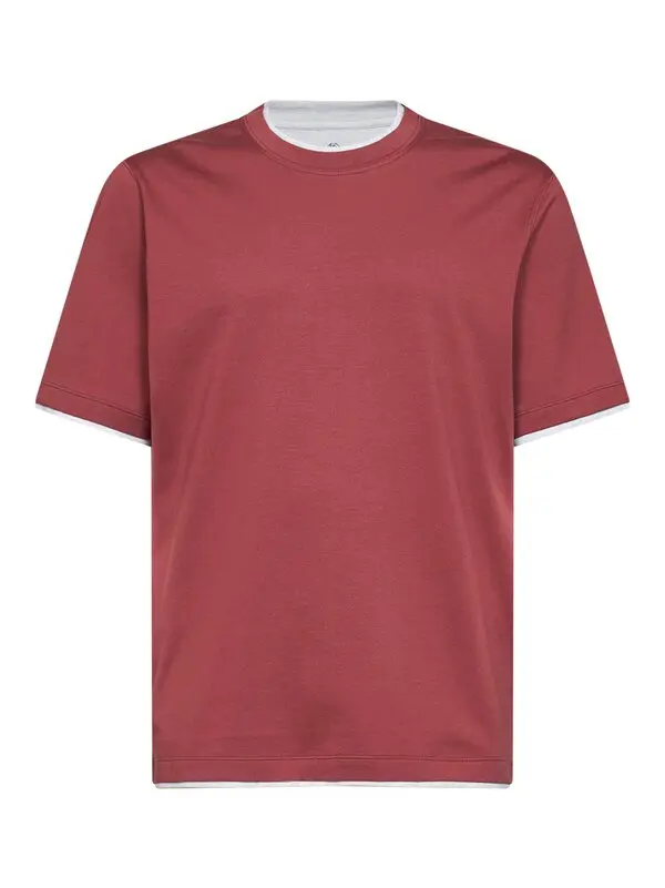 Brunello Cucinelli Coral Cotton Faux Layering T-shirt - Multicolor