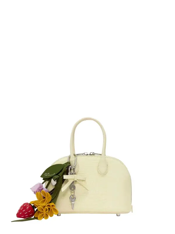 SELF-PORTRAIT Yellow Lizard-embossed Leather Mini Bag With Charms - Multicolor