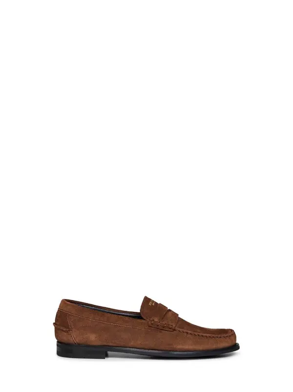 Prada Aged-effect Suede Loafers