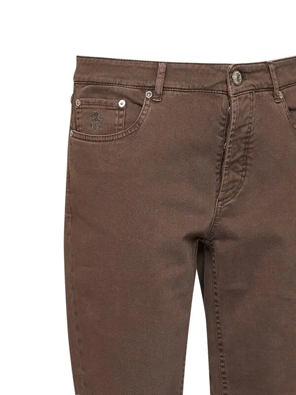 Brunello Cucinelli Hazelnut Lightweight Garment-dyed Comfort Denim Traditional Fit Jeans - Multicolor
