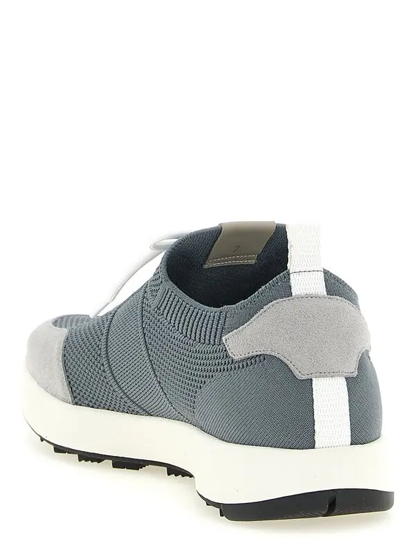 Kiton Technical Cotton And Suede Lace-up Sneakers - Gray