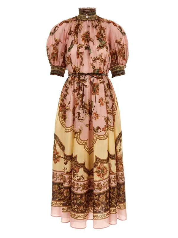 Zimmermann Aster Jacobean Patterned Silk High Neck Dress - Multicolor