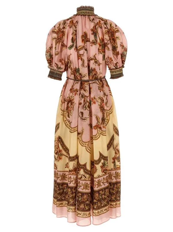 Zimmermann Aster Jacobean Patterned Silk High Neck Dress - Multicolor