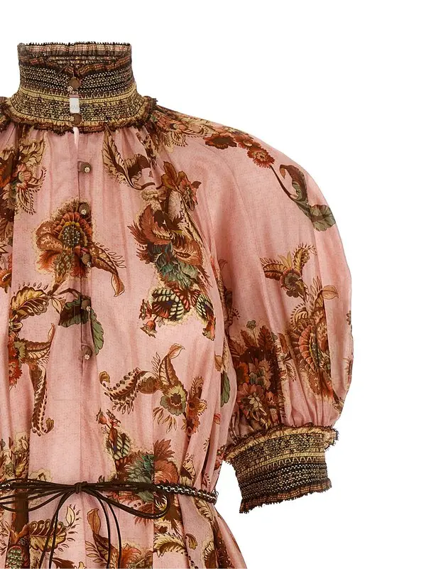 Zimmermann Aster Jacobean Patterned Silk High Neck Dress - Multicolor