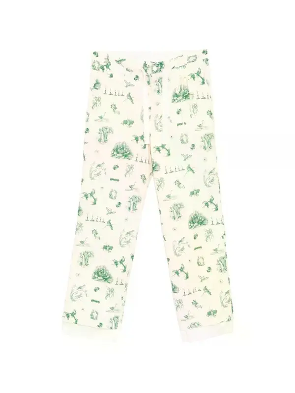 MIDORIKAWA Toile De Jouy Print Drawstring Trousers - Neutrals