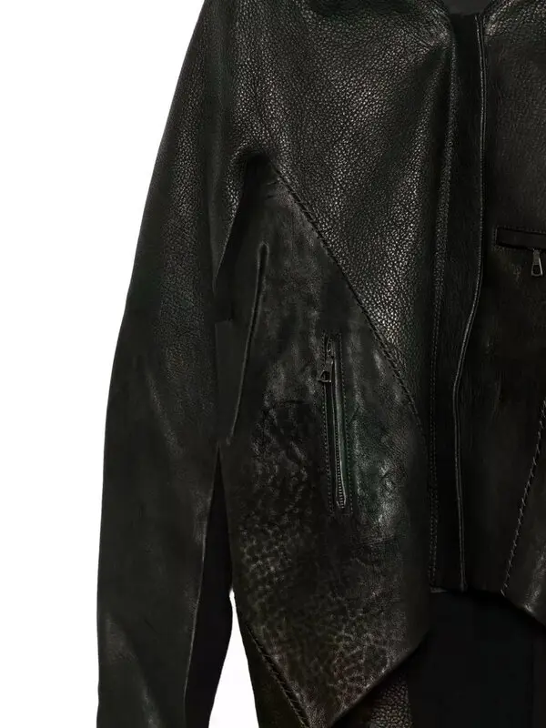YEHUAFAN Panelled Leather Jacket