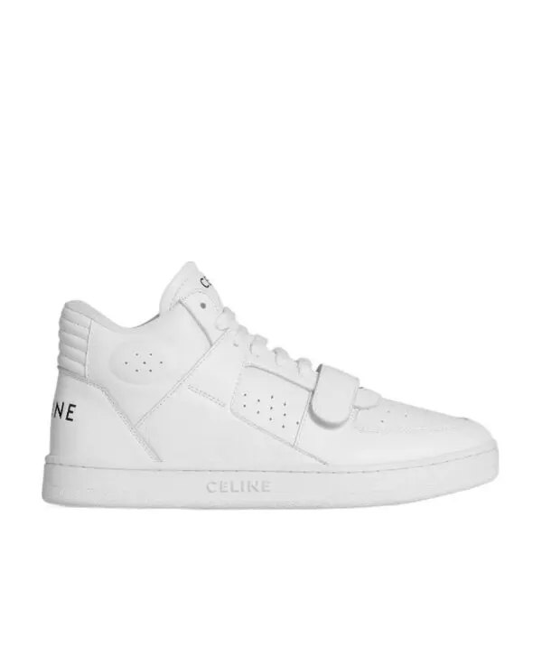 Celine Ct-02 Trainer Mid Sneaker With Scratch In Calfskin - Optical White