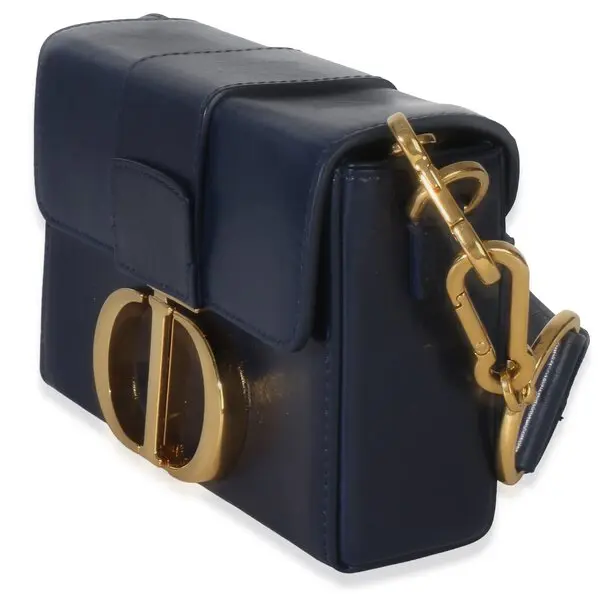 Dior Navy Calfskin 30 Montaigne Box Bag - Blue