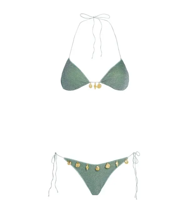 Oseree Metallic Embellished Lumière Bikini - Green