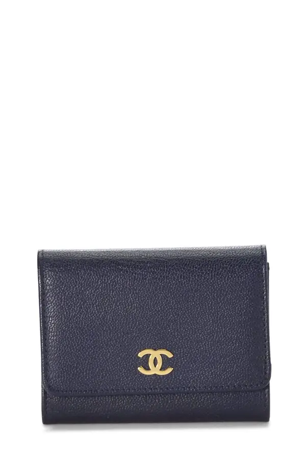 Chanel Calfskin Compact Wallet - Navy