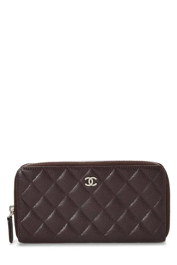 Chanel Caviar Zip Around Wallet - Burgundy