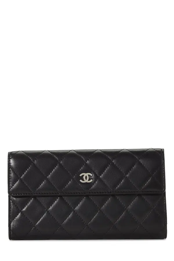 Chanel Lambskin Quilted Flap Wallet - Black