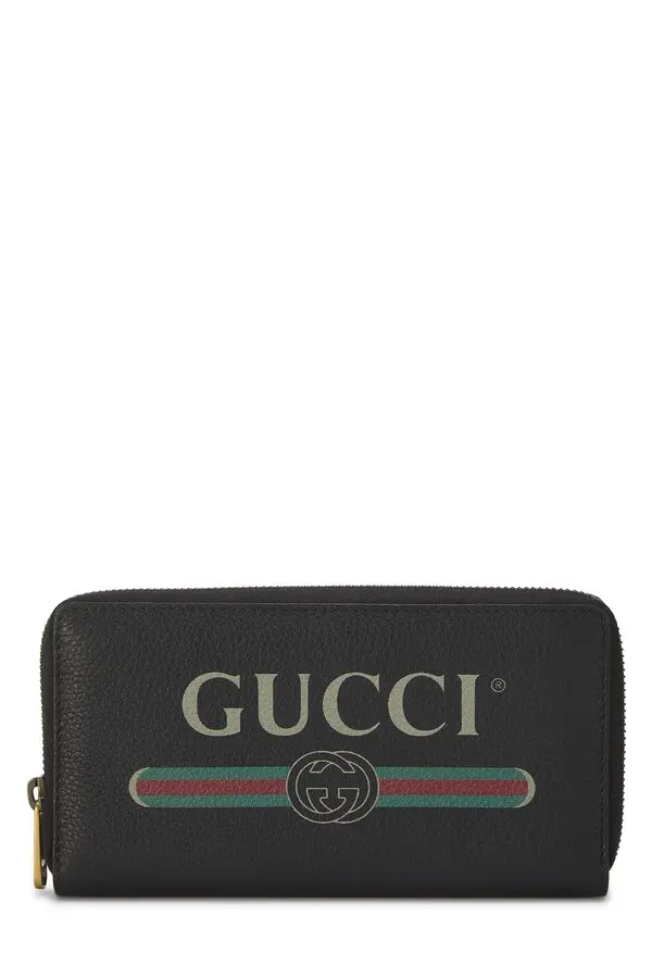 Gucci Logo Printed Zip-around Wallet - Black