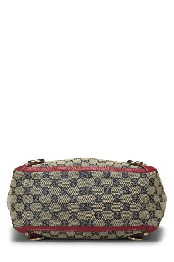 Gucci Original Gg Canvas Tote With Grained Leather Trimming And D-ring Hardware - Red