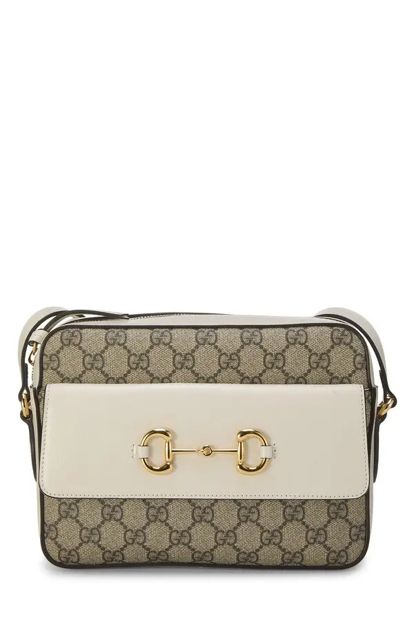 Gucci Gg Supreme Canvas Horsebit Camera Bag - White