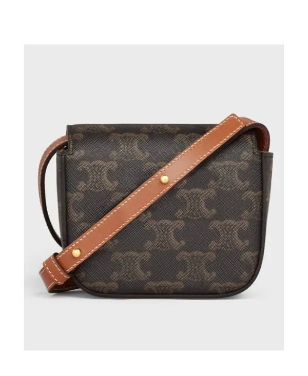 Celine Mini Claude Triomphe Canvas And Calfskin Shoulder Bag