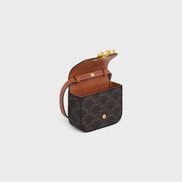 Celine Mini Claude Triomphe Canvas And Calfskin Shoulder Bag