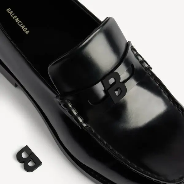 Balenciaga Square Toe Loafers With Matte B Logo