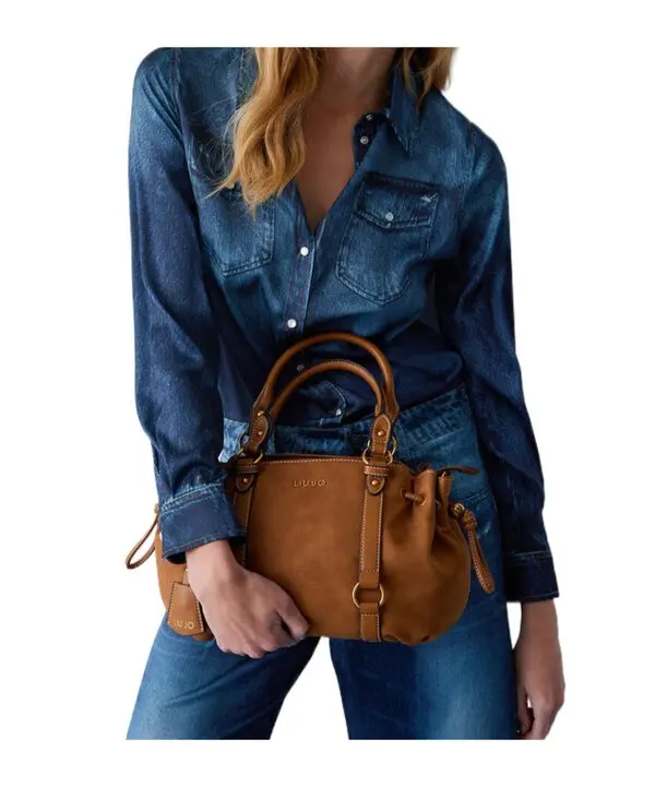 Liu Jo Small Handbag With Drawstring Sides - Camel