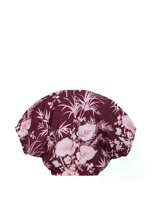 Cara Cara Burgundy Floral Print Cropped Top