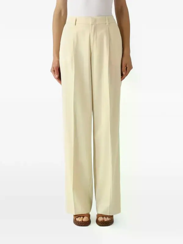 PT TORINO Cream White Pleated Wide-leg Trousers