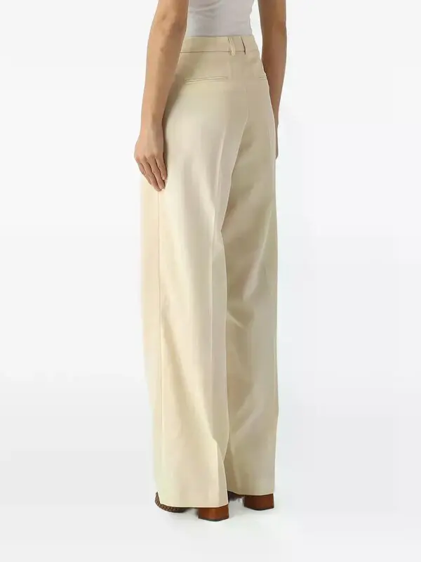 PT TORINO Cream White Pleated Wide-leg Trousers