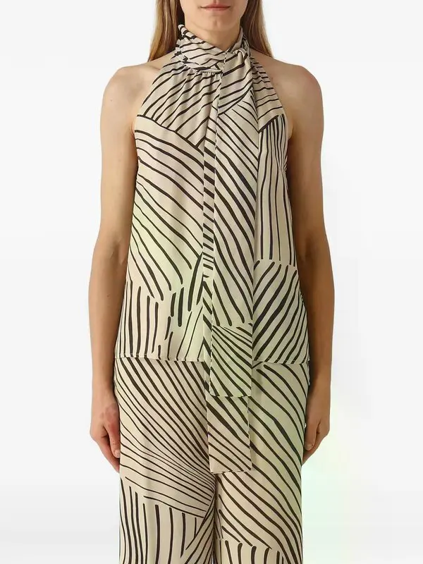 PT TORINO Abstract Print Halterneck Top - Neutrals
