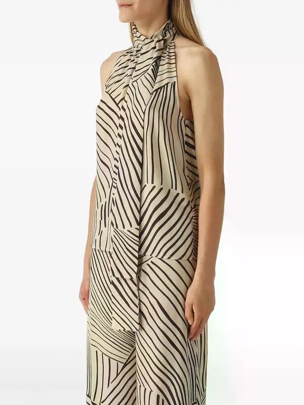 PT TORINO Abstract Print Halterneck Top - Neutrals