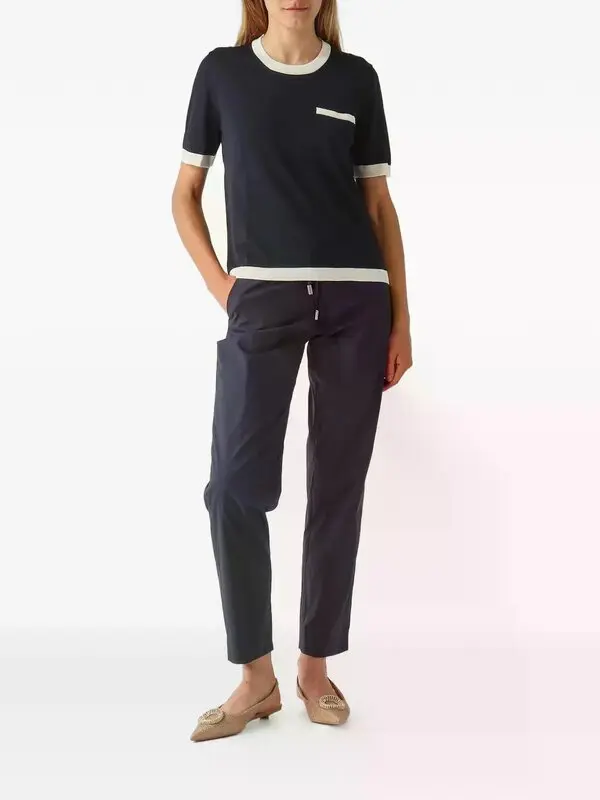 PT TORINO Navy Drawstring Waistband Trousers