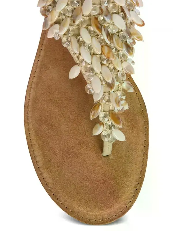 Balmain Suede And Bead Embellished Flat Sandals