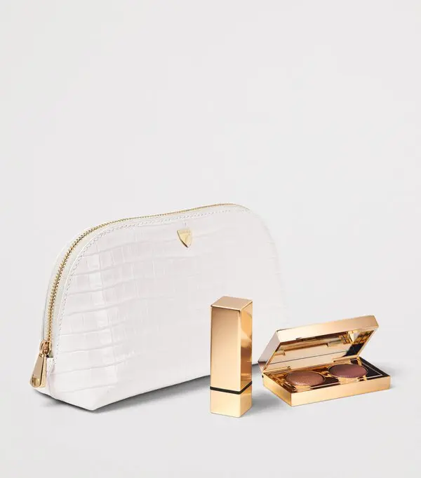 ASPINAL OF LONDON Small Leather Cosmetic Case - White