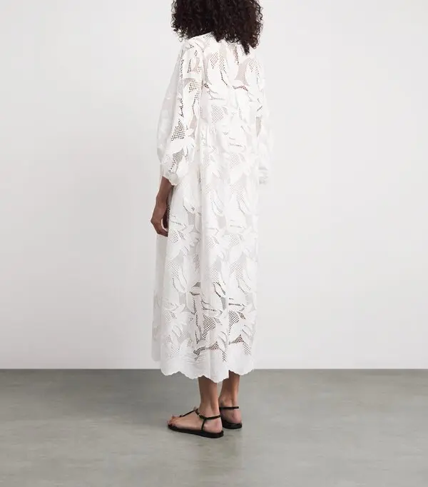 Erdem Crochet Cutwork Midi Shirt Dress - Ivory