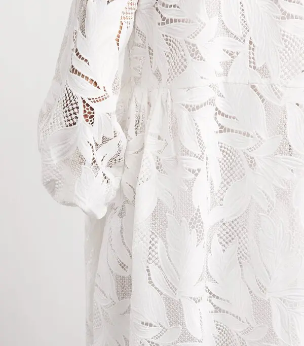 Erdem Crochet Cutwork Midi Shirt Dress - Ivory