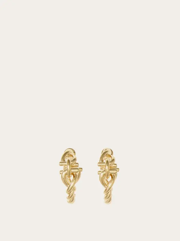 FERRAGAMO Twisted Chain Gancini Hoop Earrings - Gold