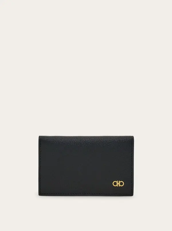 FERRAGAMO Micro Gancini Credit Card Holder - Black