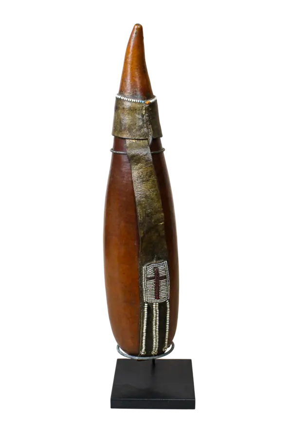 Botanical Boys Vintage Beaded Maasai Calabash Fifty Two Nine - Brown