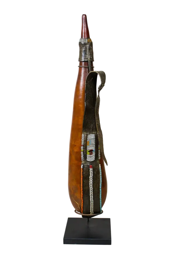 Botanical Boys Vintage Beaded Maasai Calabash Fifty Two Eight - Brown