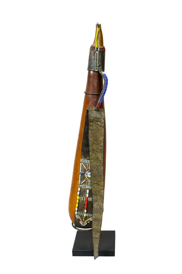 Botanical Boys Vintage Beaded Maasai Calabash Fifty Two Four - Brown