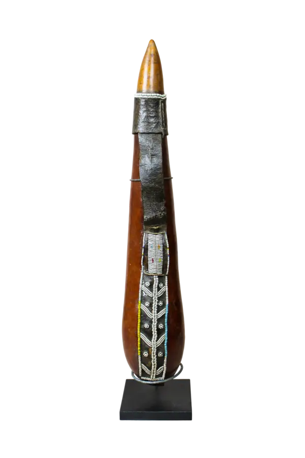 Botanical Boys Vintage Beaded Maasai Calabash Kenya Fifty Two Seven - Brown