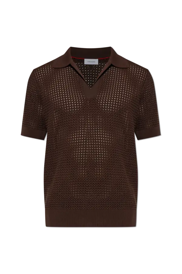 FERRAGAMO Polo With Decorative Weave - Brown