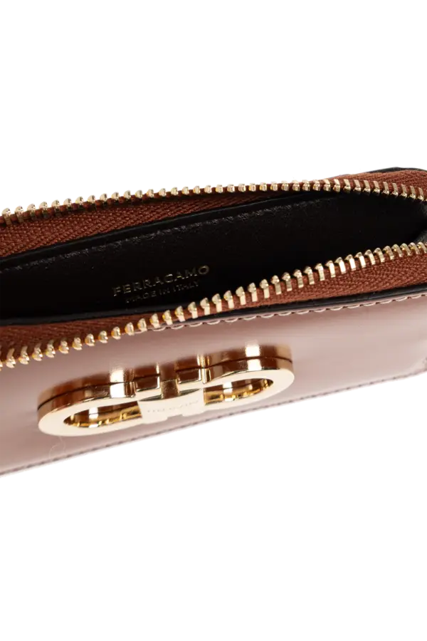 FERRAGAMO Leather Card Holder - Brown