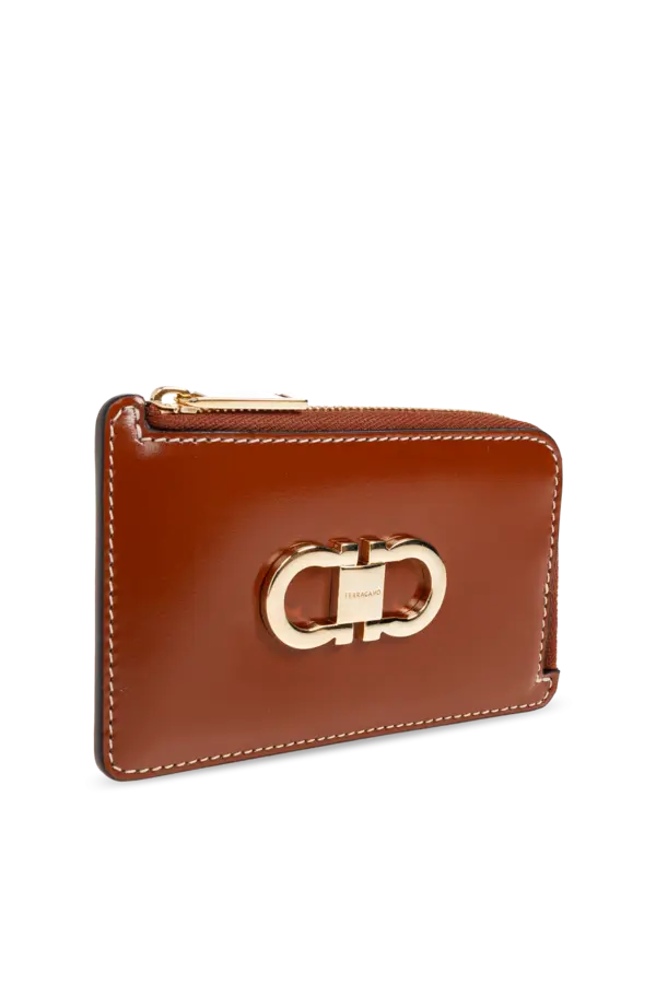 FERRAGAMO Leather Card Holder - Brown