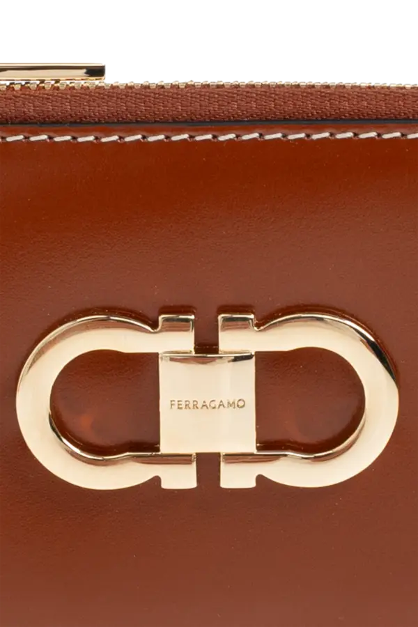 FERRAGAMO Leather Card Holder - Brown