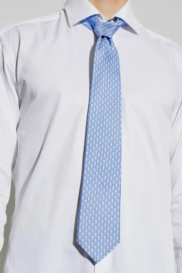 FERRAGAMO Silk Seahorse Printed Tie