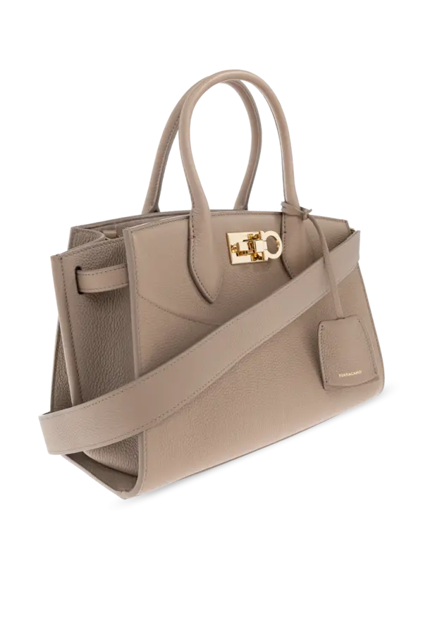 FERRAGAMO Leather Bag With Gold-tone Clasp And Logo Detail