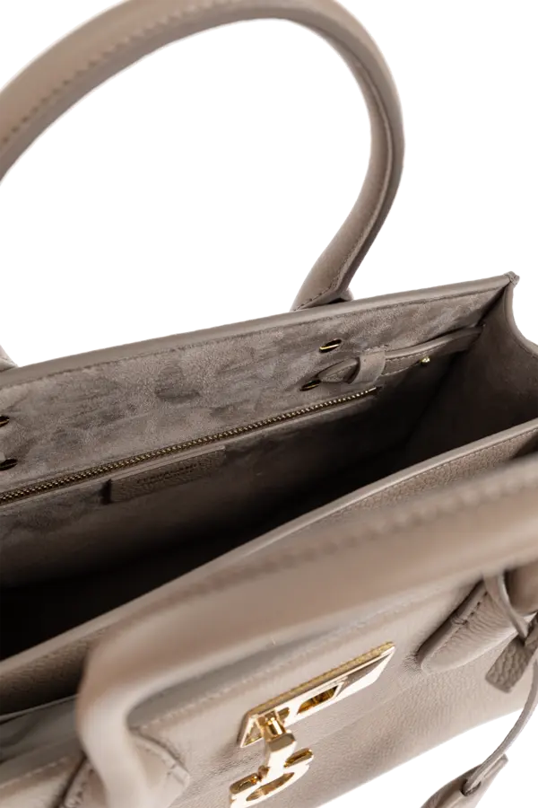 FERRAGAMO Leather Bag With Gold-tone Clasp And Logo Detail