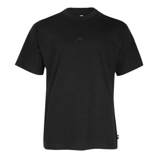 Nike Solid Color Cotton Round Neck Short Sleeve Black T-shirt - Multi-color