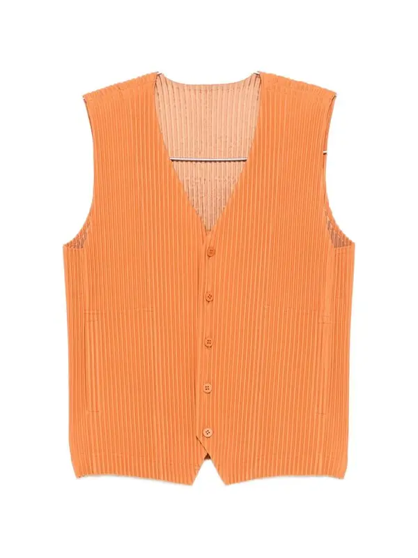 Issey Miyake Pleated V-neck Vest - Multicolor
