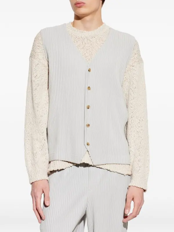 Issey Miyake Pleated V-neck Vest - Multicolor